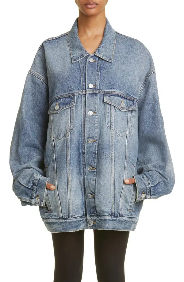 Balenciaga Oversize Denim Jacket In Sun Bleached Blue - 58